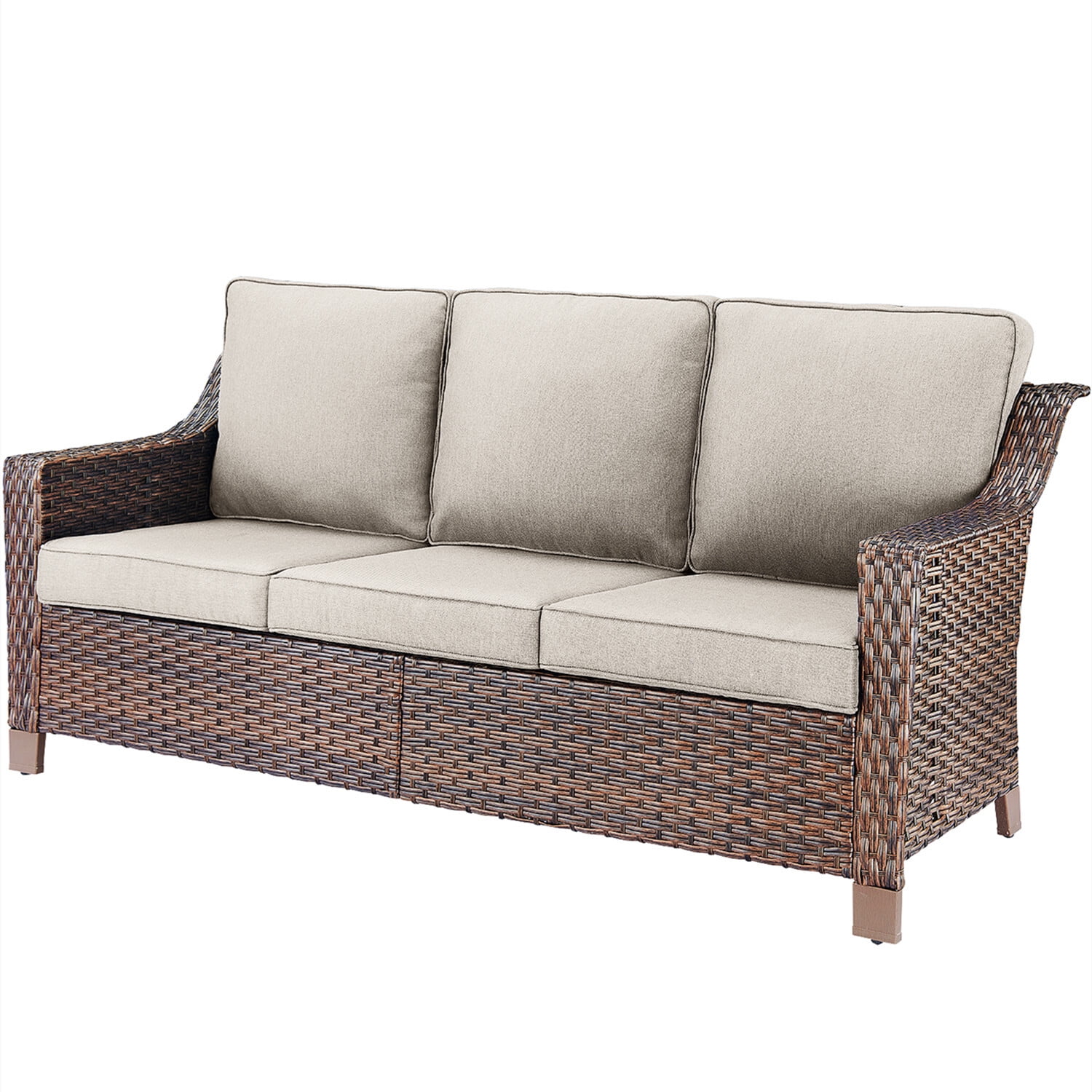 Bellefurn Outdoor Wicker Sofa Patio Couch,3 Seats Patio Sofa Outdoor ...