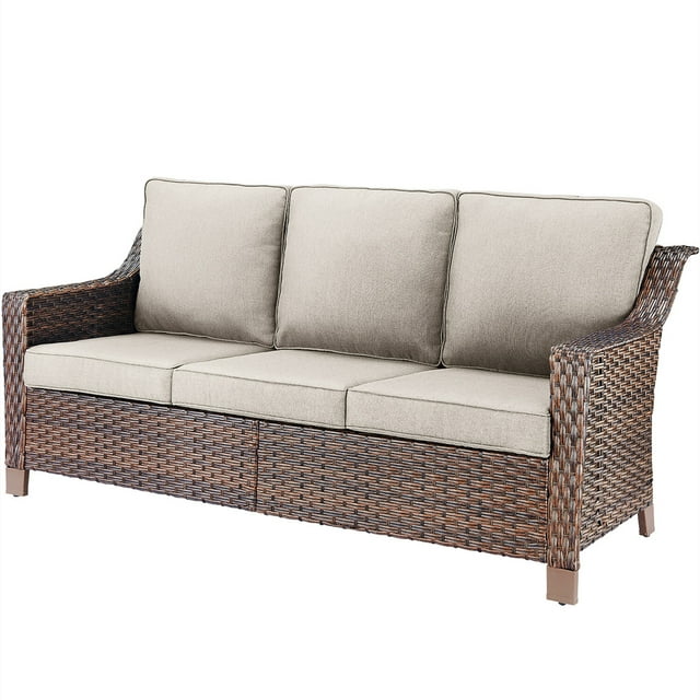 Bellefurn Outdoor Wicker Sofa Patio Couch,3 Seats Patio Sofa Outdoor ...