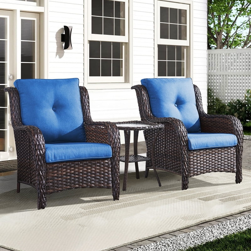 Bellefurn Patio Wicker Chairs Set of 4,Outdoor Wicker Patio Chairs ...
