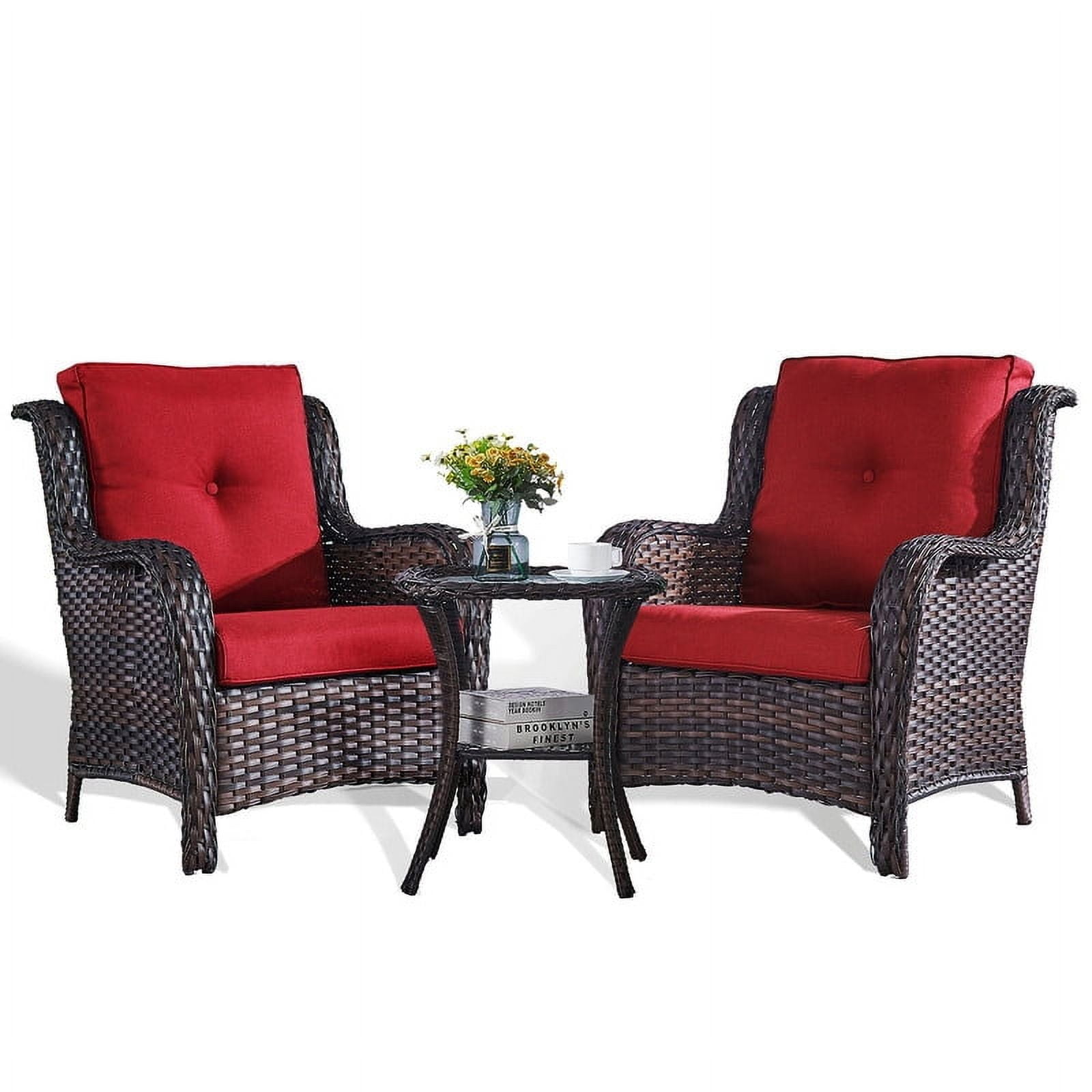 Bellefurn Patio Wicker Chairs Set,High Back Rattan Outdoor Patio Chairs ...