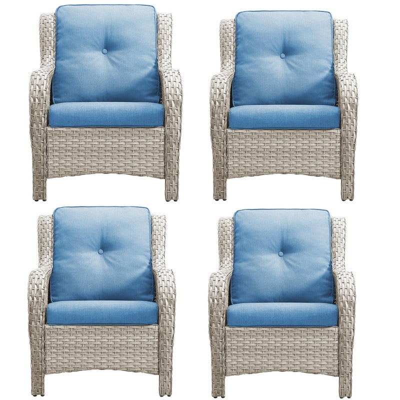 Bellefurn Patio Wicker Chairs Set of 4,Outdoor Wicker Patio Chairs ...