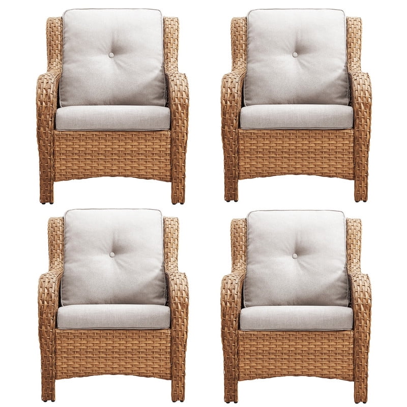 Bellefurn Patio Wicker Chairs Set of 4,Outdoor Wicker Patio Chairs ...