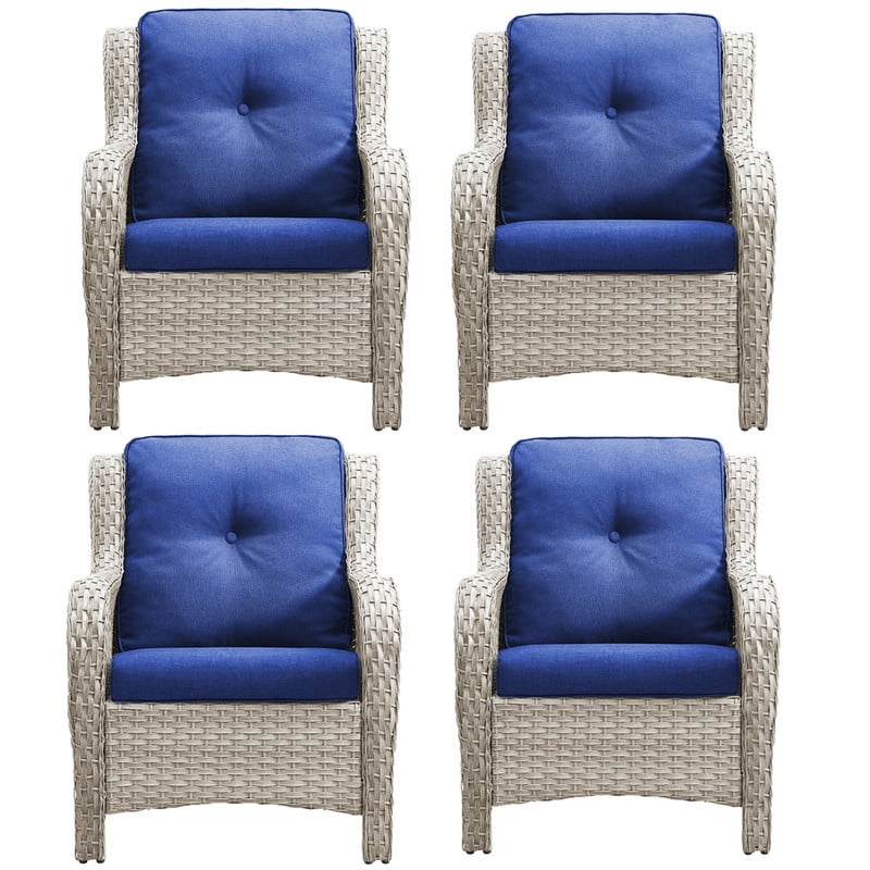 Bellefurn Patio Wicker Chairs Set of 4,Outdoor Wicker Patio Chairs ...