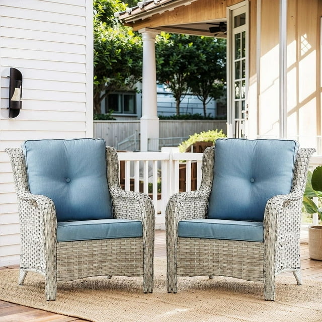 Bellefurn Patio Wicker Chairs Set of 4,Outdoor Wicker Patio Chairs ...
