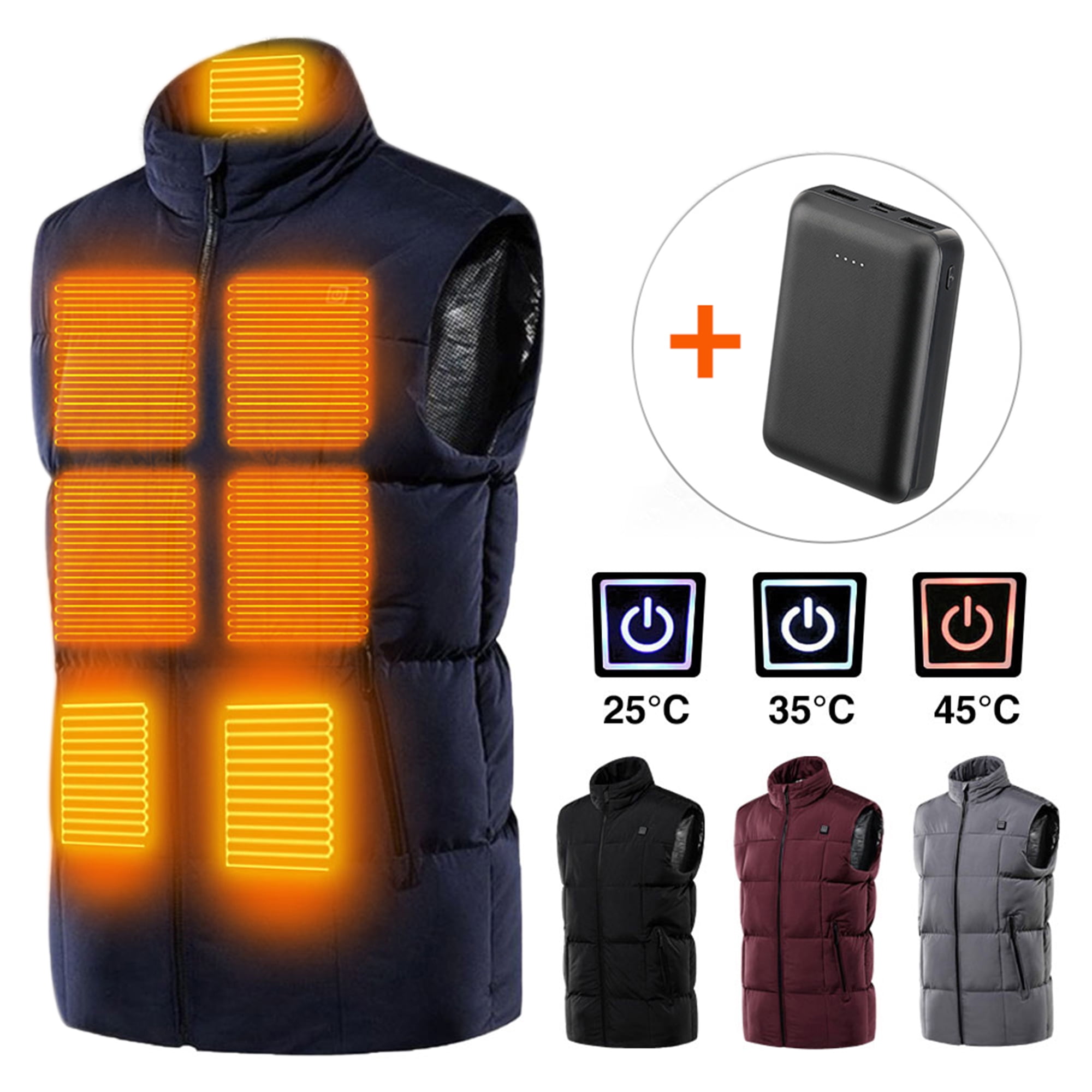 Bellella Electric Heated Vest Coat Heated Jacket USB Battery Pack ...