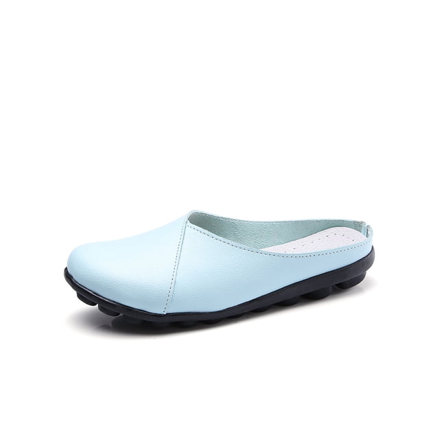 Bellella Women Flats Closed Toe Mules Comfort Clogs Lightweight Leather ...
