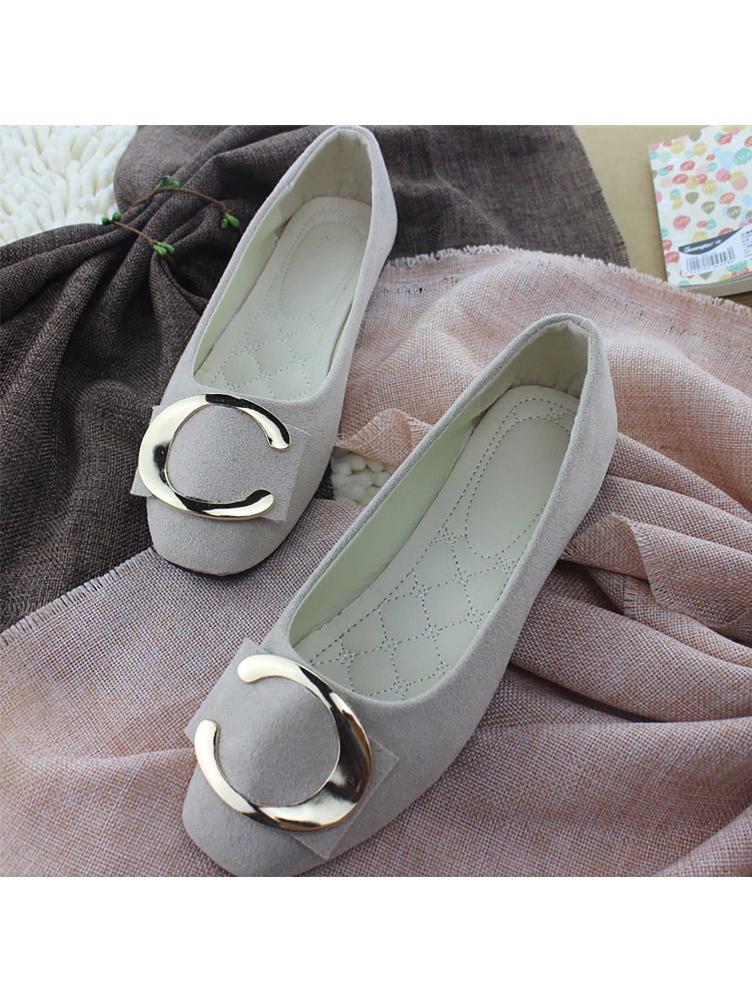 Bellella Women Flats Square Toe Flat Shoes Comfort Casual Shoe Faux ...