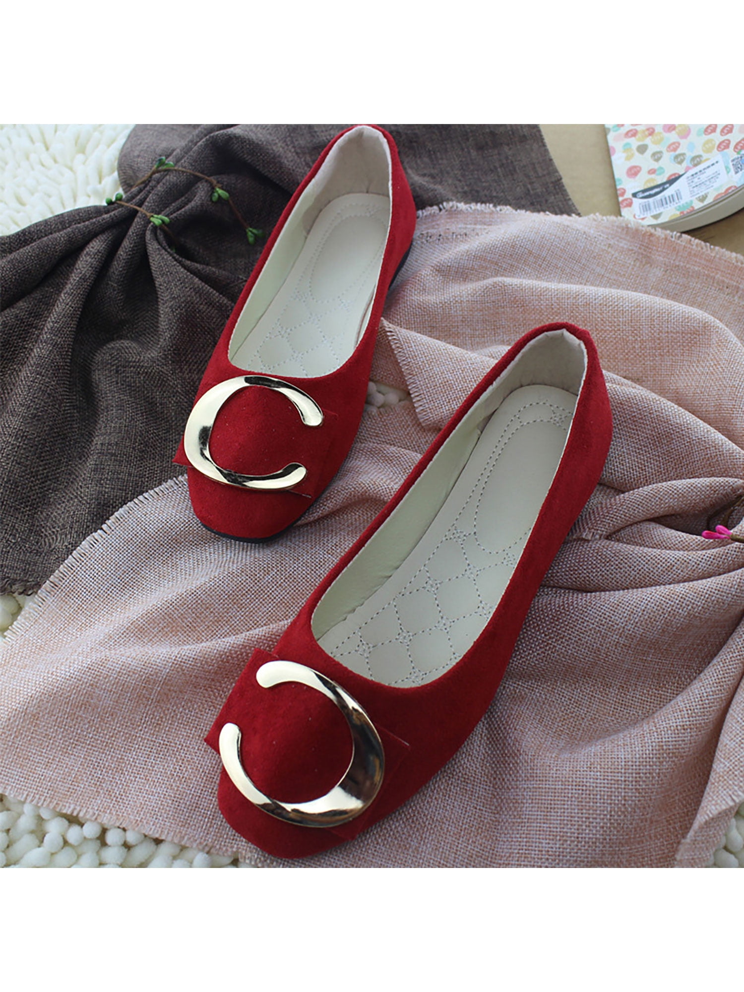 Bellella Women Flats Square Toe Flat Shoes Comfort Casual Shoe Faux ...