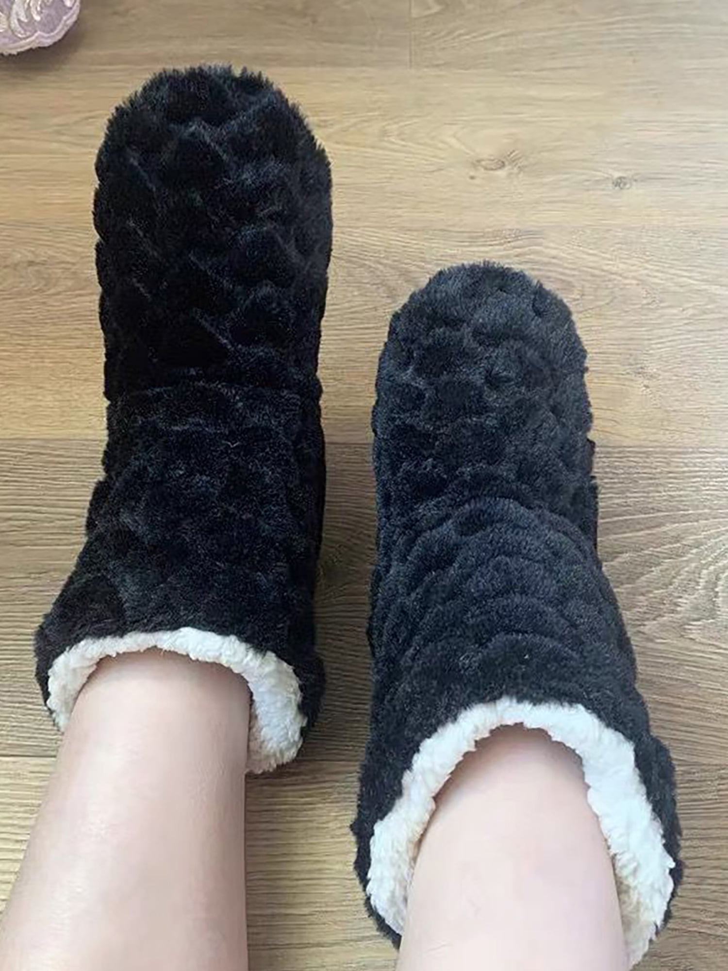 Bellella Womens Sock Boots Soft Plush Slippers Fluffy Slipper Booties ...