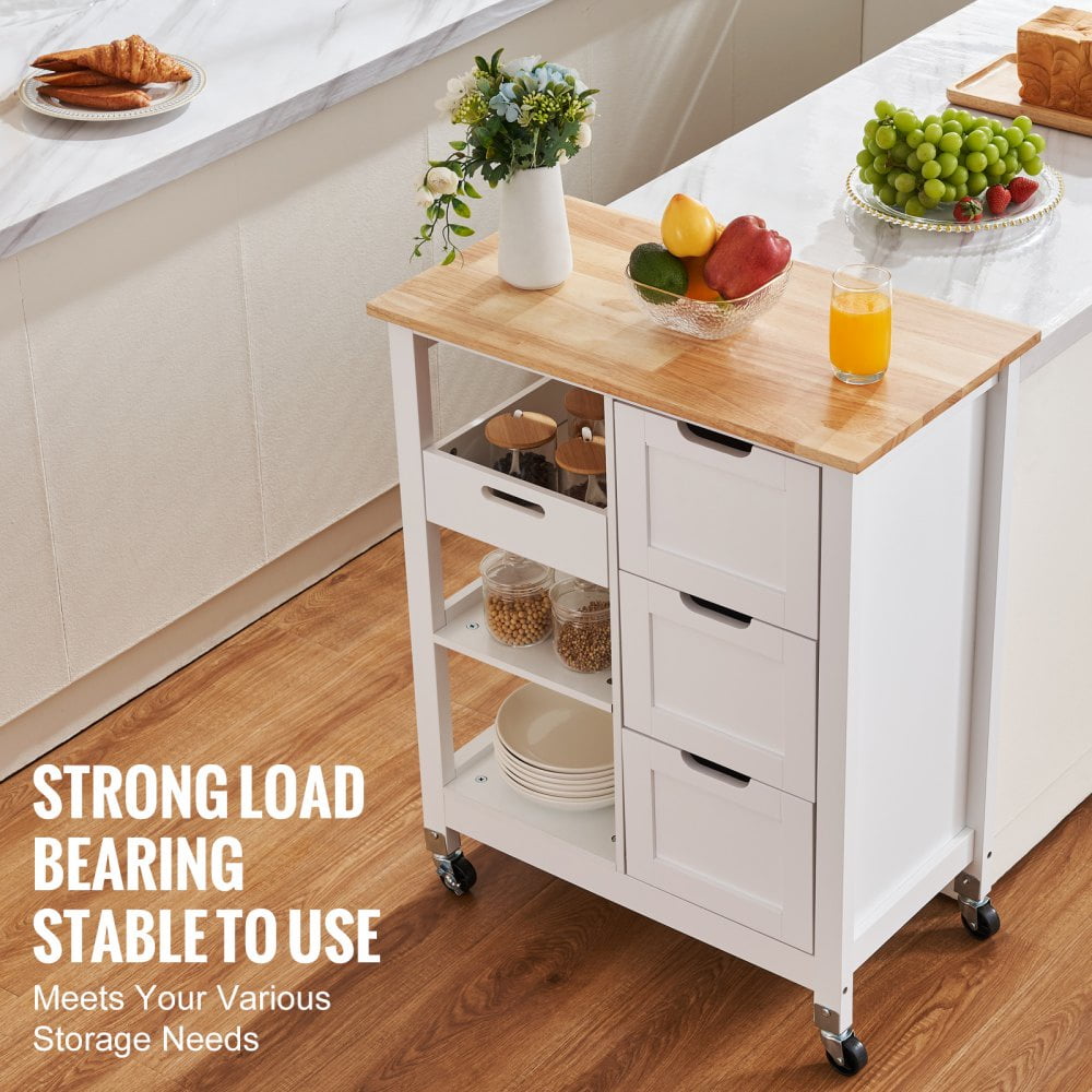 Bellemave 26.4"W Farmhouse Rolling Small Kitchen Island Cart with ...