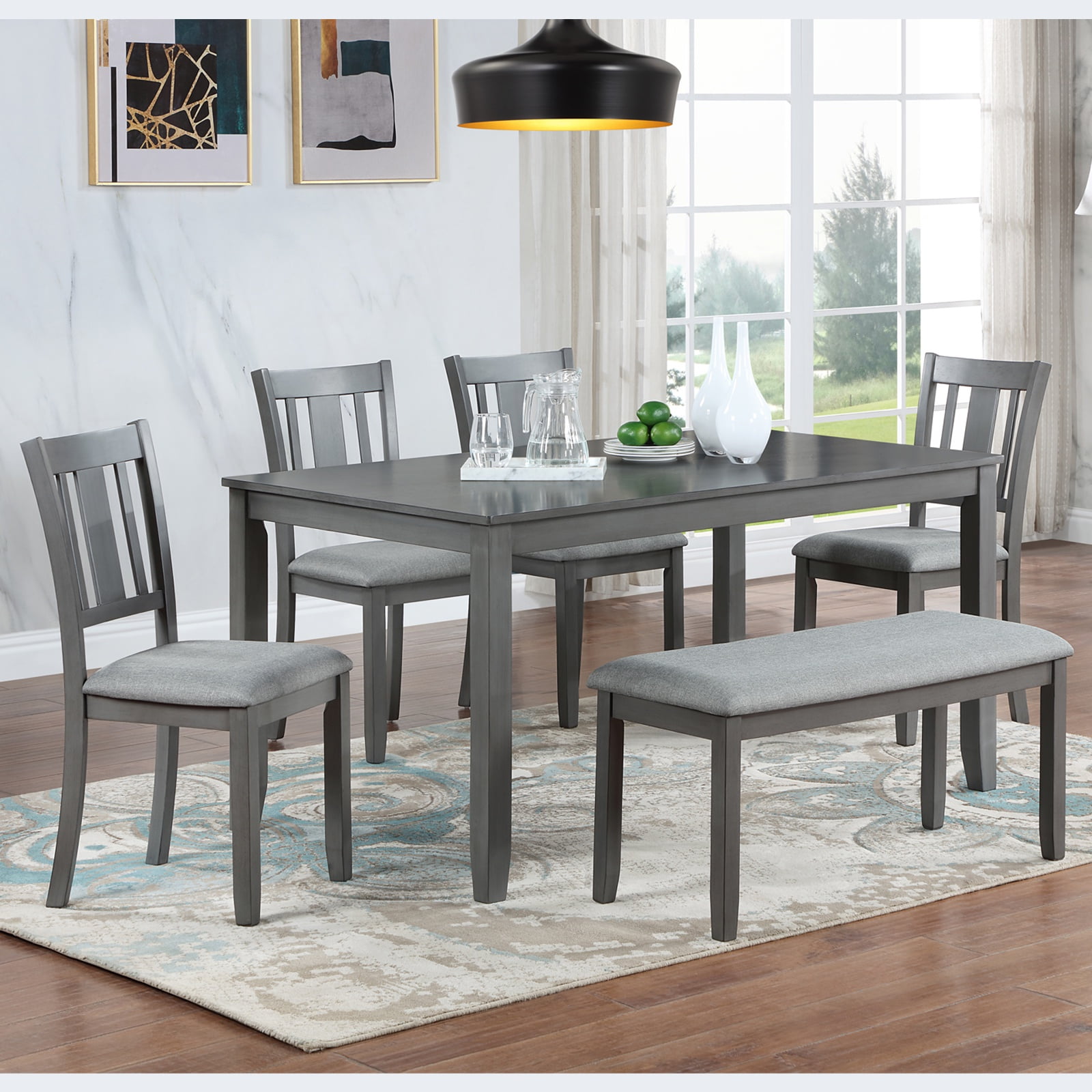Bellemave 6-Piece Dining Set for Kitchen Dining Table and Upholstered ...