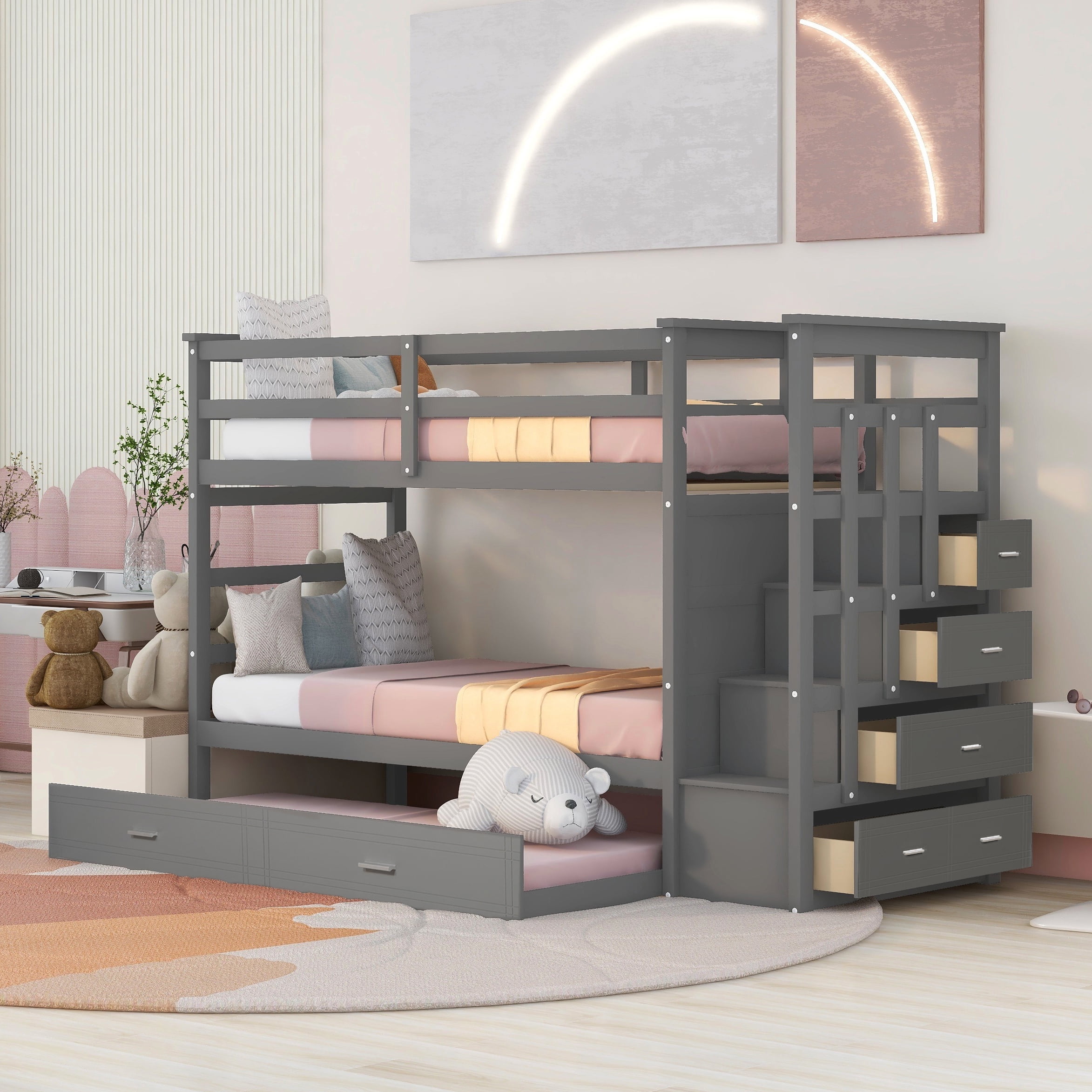 Twin Over Twin Bunk Beds With Stairsnull