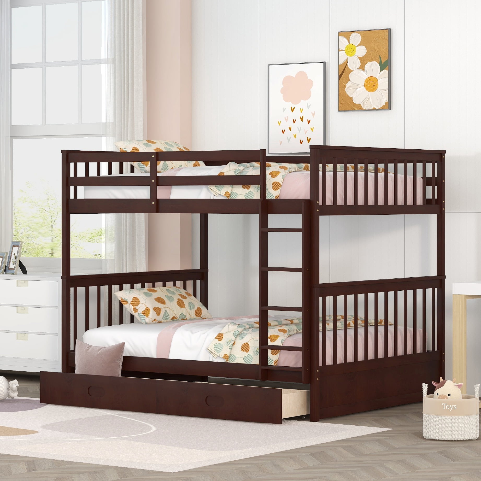 Bellemave Solid Wood Full Over Full Bunk Beds with Storage Drawers and ...