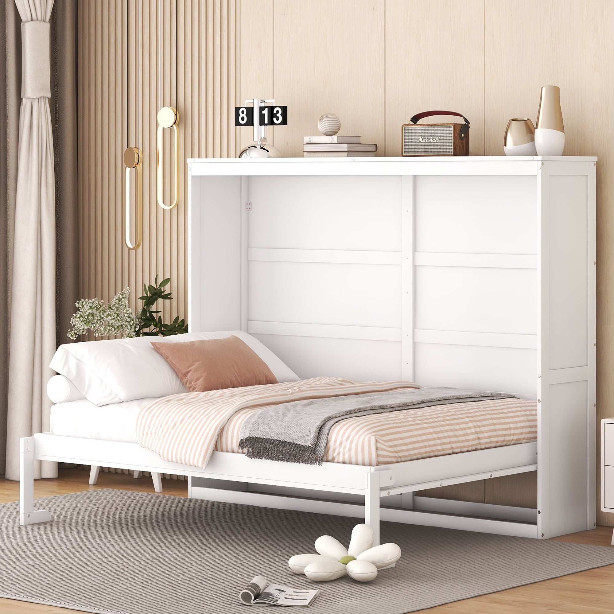 Bellemave Full Murphy Bed Frame, Foldable Cube Cabinet Full Size ...