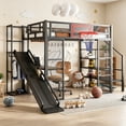 Bellemave Full Size Loft Bed with Desk, Slide, Stairs and Basketball ...