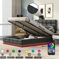 Bellemave LED Full Bed Frame with Lift Up Storage, USB Charging Station ...
