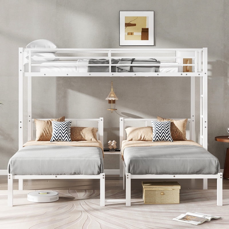 Bellemave Convertible Metal Triple Bunk Bed with Storage Drawers ...