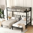 Bellemave Metal 3-Person Bunk Bed, Converts to Twin Beds, Black ...