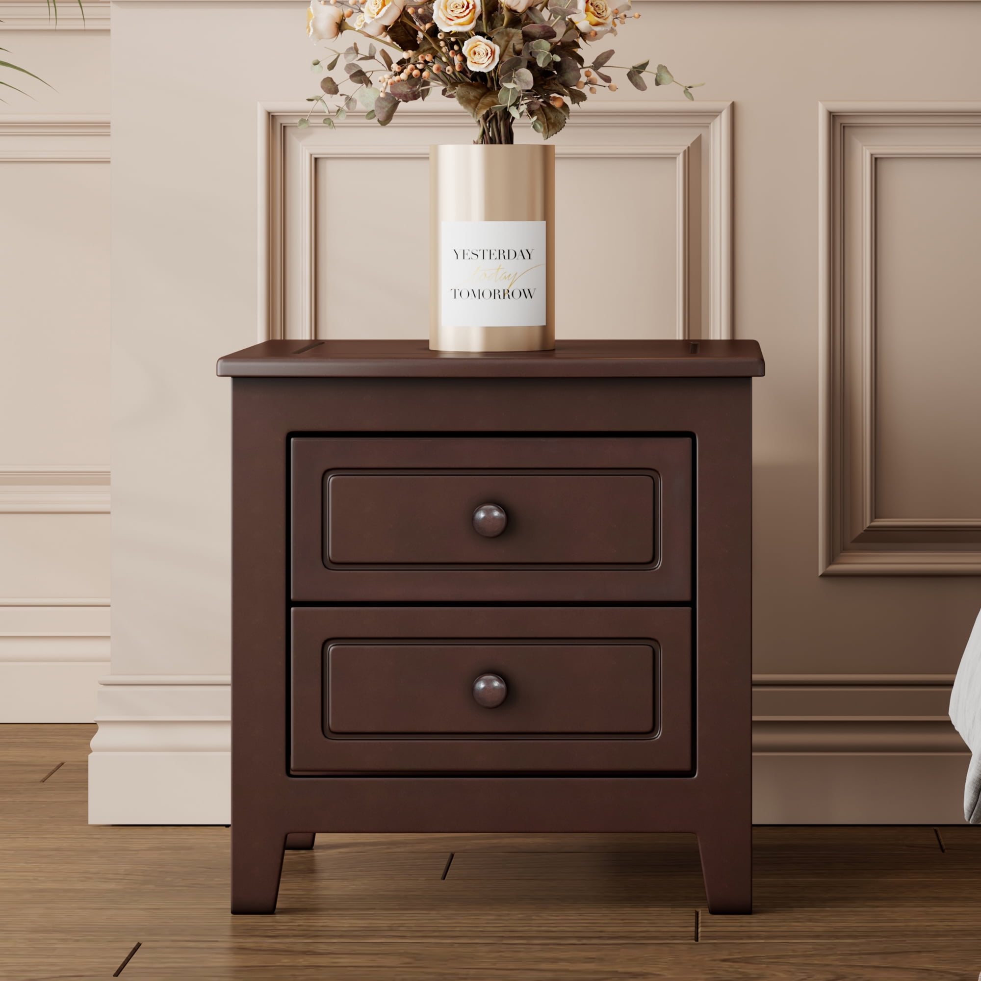 Bellemave Modern American Retro Style Nightstand with Drawers Mid ...