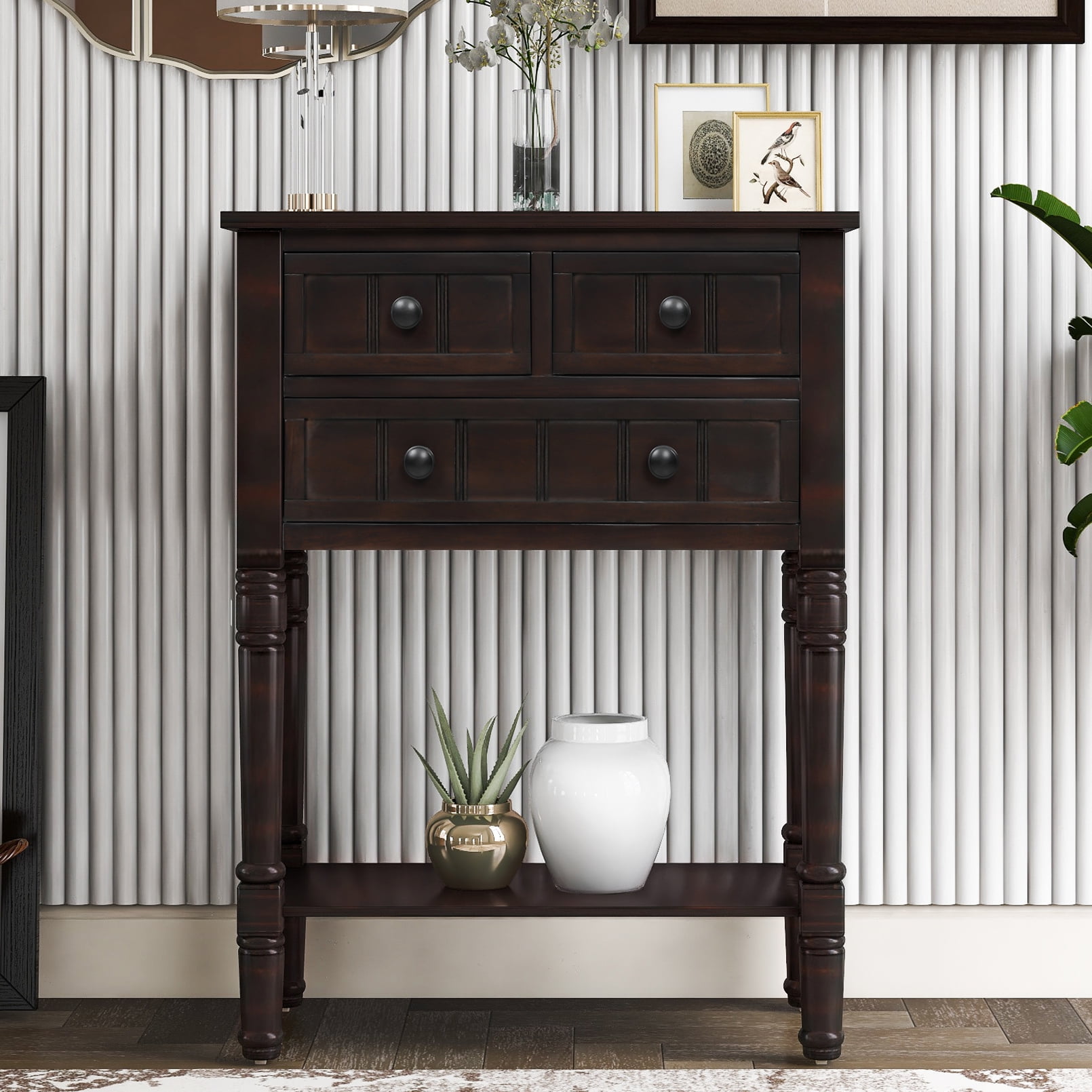 Bellemave Slim Console Table, Wood Furniture with Long Drawers & Shelf ...