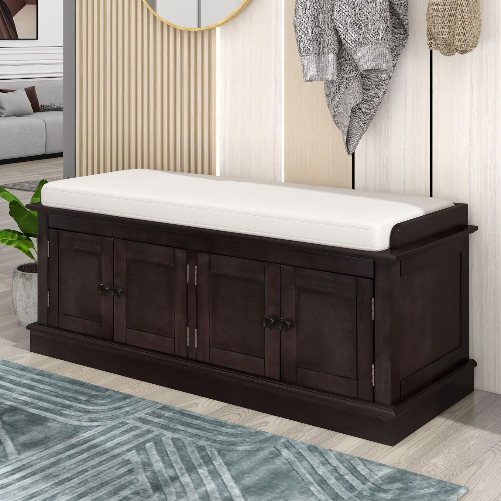 Bellemave Storage Bench with 4 Drawers, Entryway Shoe Bench with ...