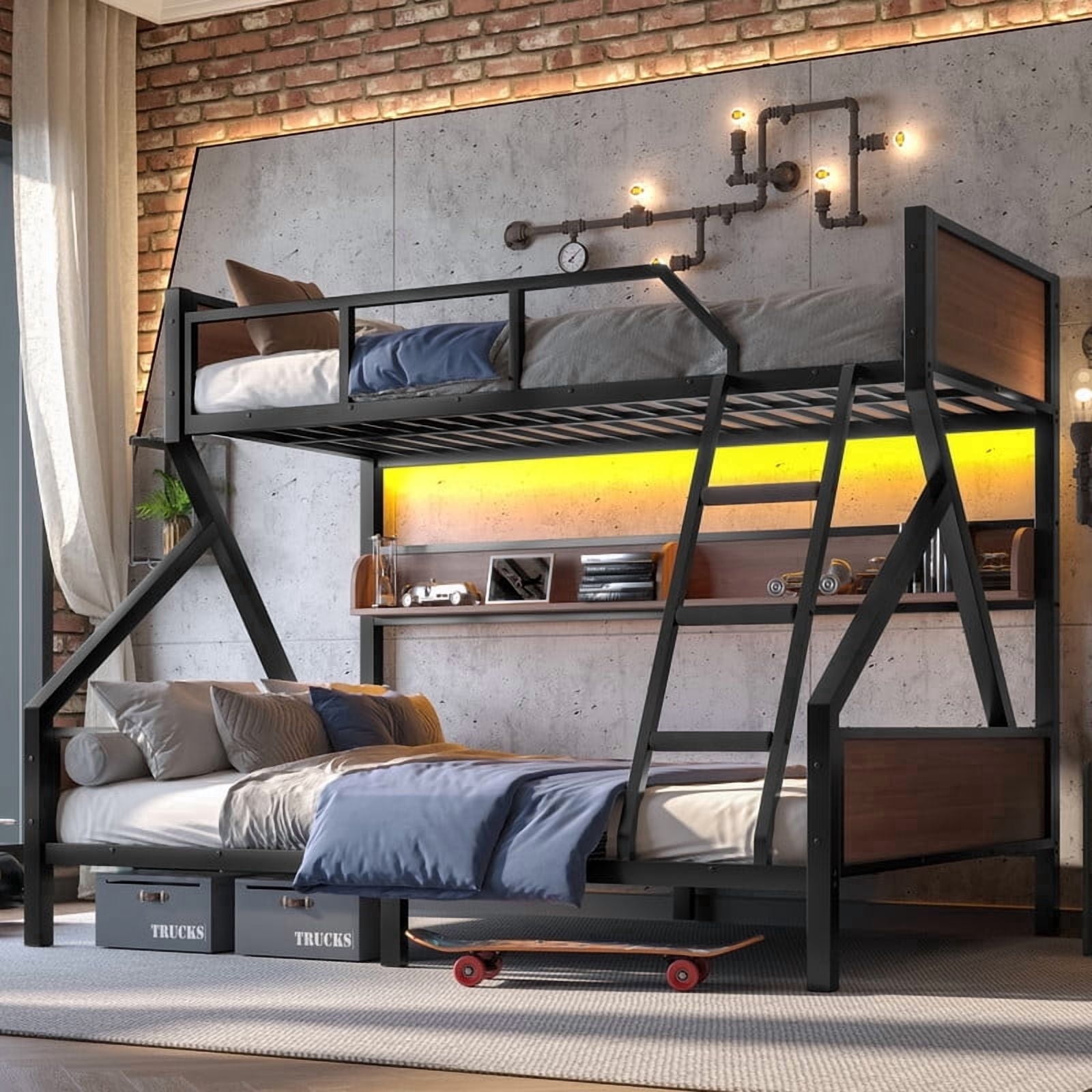 Bellemave Compact Metal Bunk Bed for Small Rooms, Twin XL over Queen ...