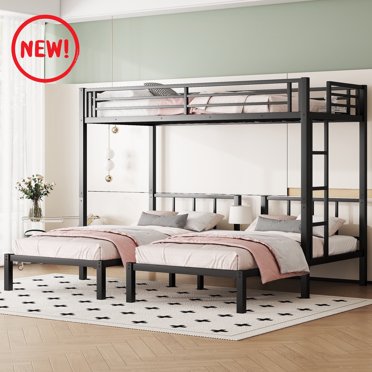 Metal Triple Bunk Beds for 3 Kids with Storage, Convertible into ...