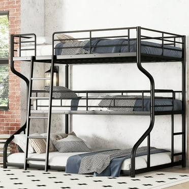 Twin XL/Full XL/Queen Size Triple Bunk Bed, 3 Bunk Beds/Metal triple Bunk Bed with Long, Short ...