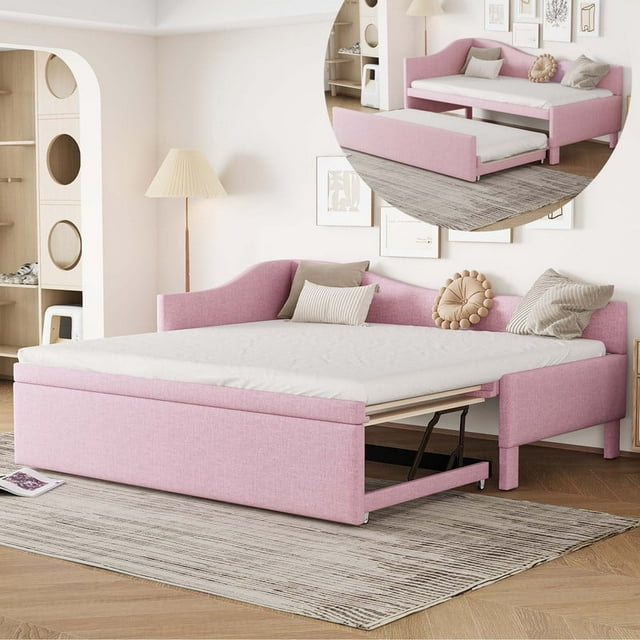 Bellemave Twin Size Daybed with Pop Up Trundle, Velvet Upholstered Twin ...