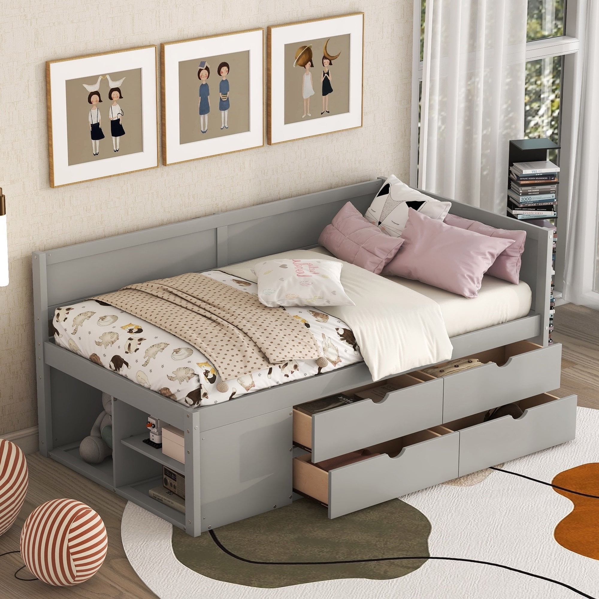 Twin size daybed with storage store