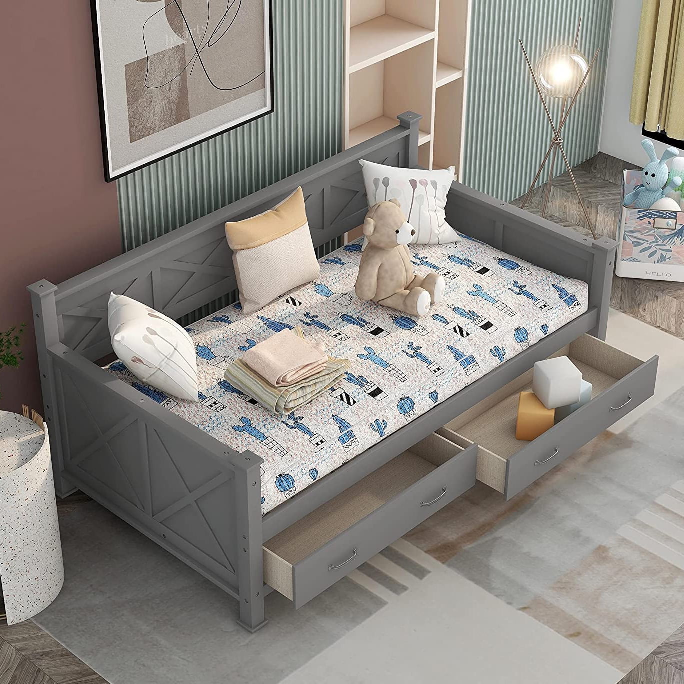 Bellemave Twin Size Daybed with 2 Storage Drawers, Modern Wooden Twin ...