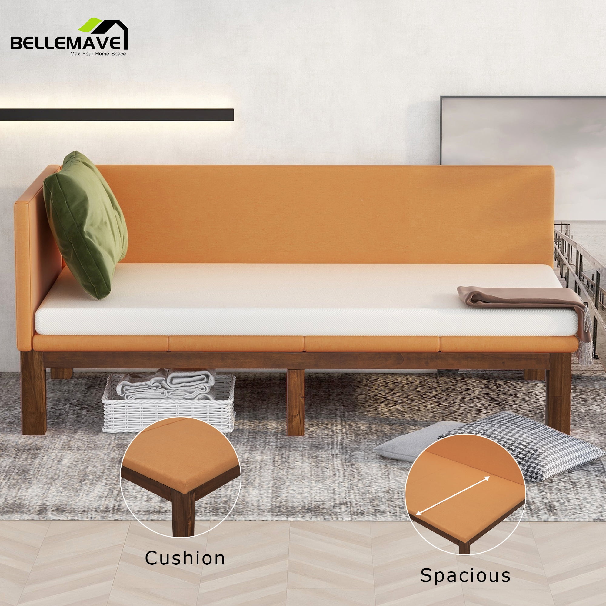 Bellemave Twin Size Upholstered Daybed, Minimalist Wood Sofa Bed for ...