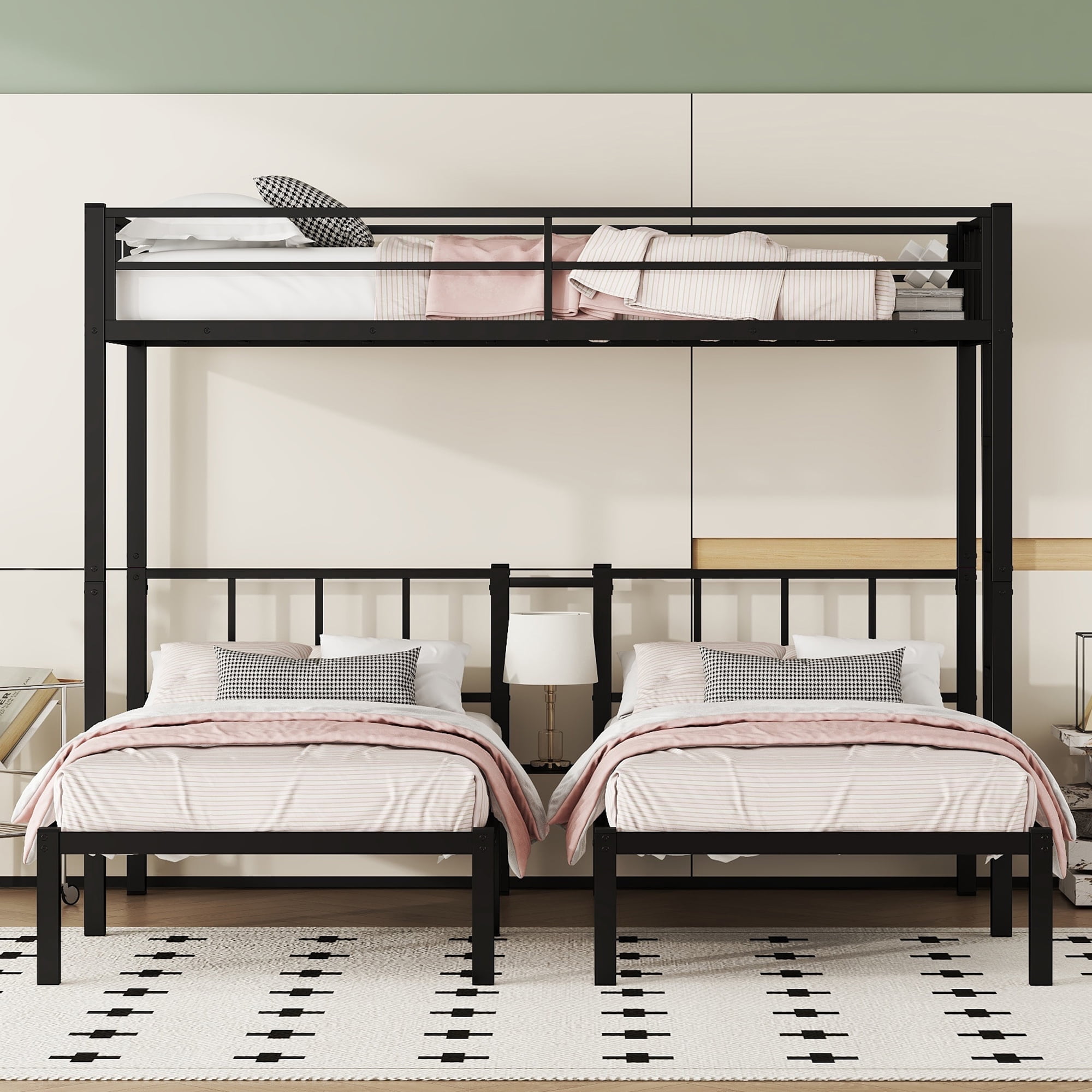Bellemave Twin over Twin and Twin Bunk Bed for 3 Metal Triple Bunk Bed ...