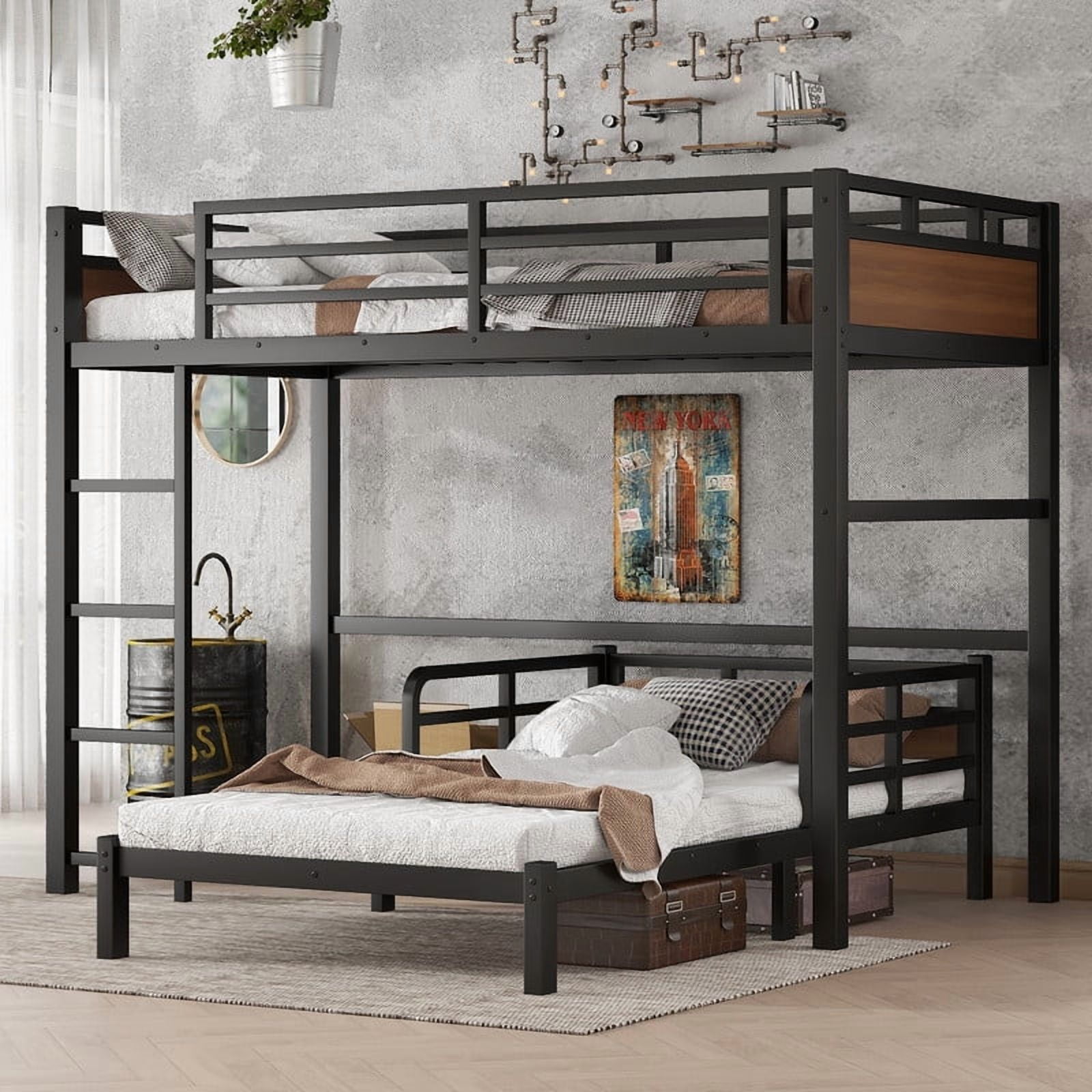 Bellemave Twin XL Over Twin XL Bunk Bed, Separable Bunk Beds Frame with ...