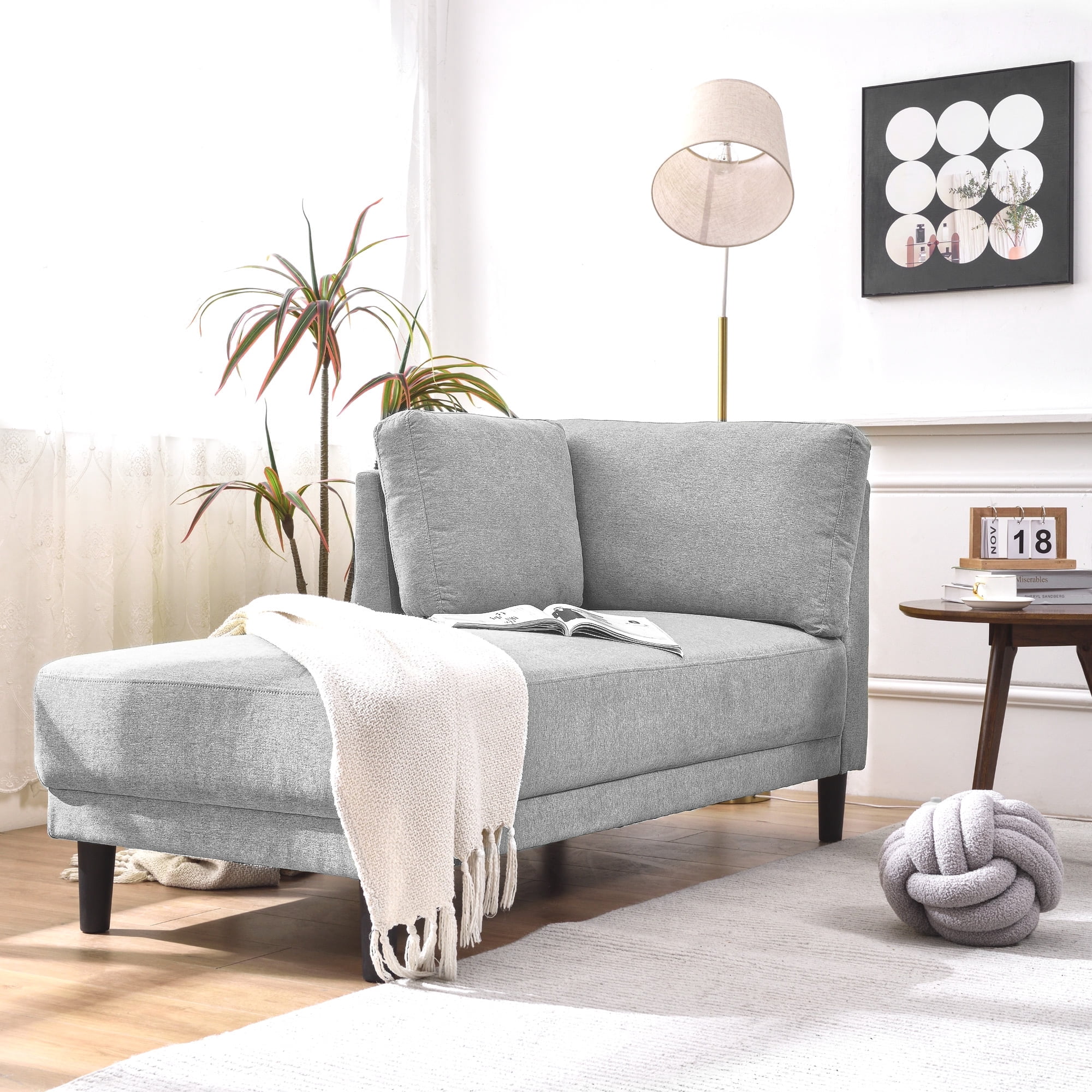 Bellemave Upholstered Fabric Corner Lounge Chair with Left Armrest and ...