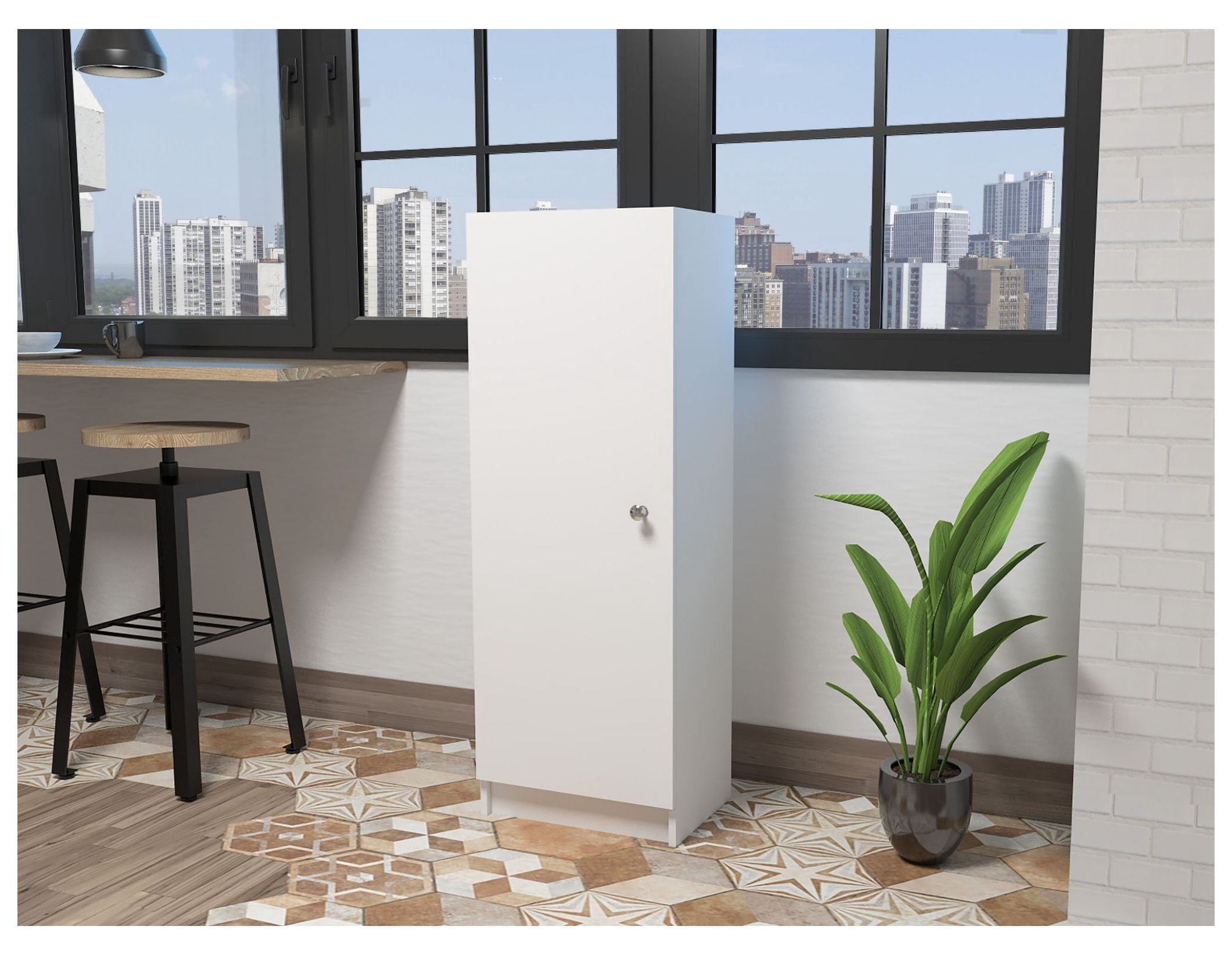 Belleria Single Door Pantry with Four Interior Shelves -White as Pic ...