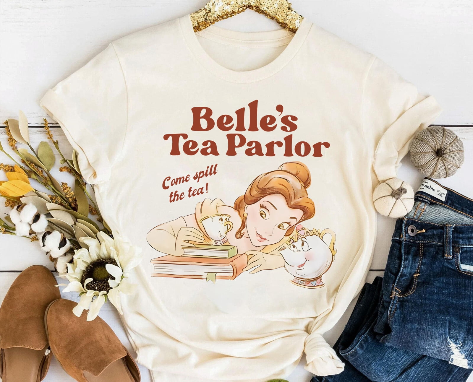 Belles Tea Parlor Spill The Tea Beauty And Beast Chat T-shirt - Walmart.com