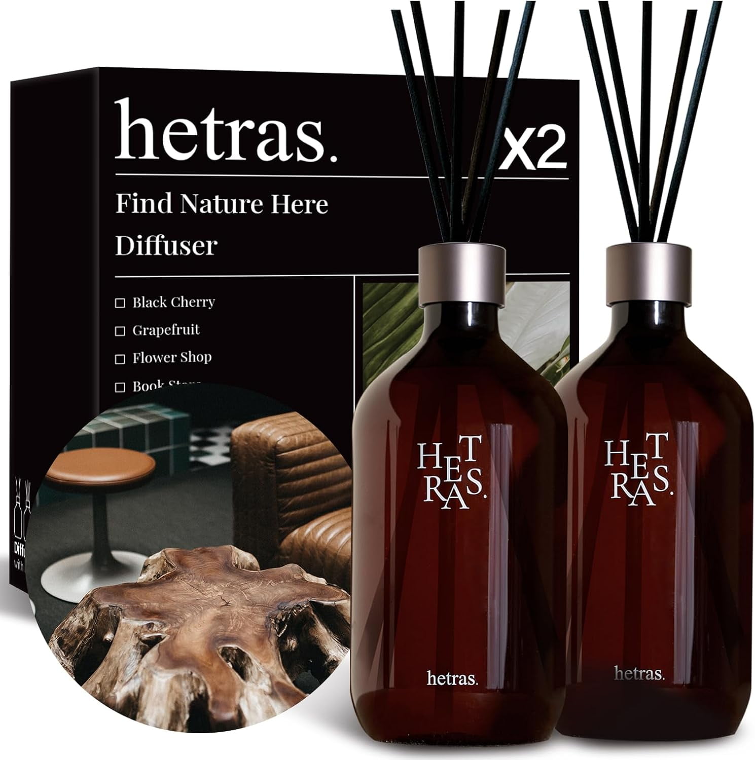 Bellevue Reed Diffuser, 6 fl oz Glass Filled Diffuser, Highly ...