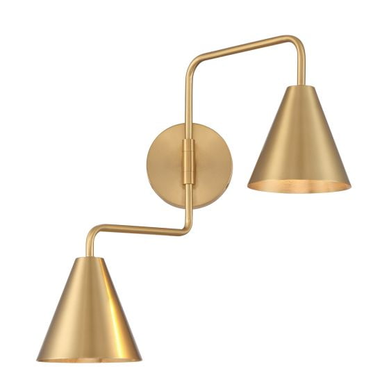 Meridian M90111NB 2-Light Adjustable Wall Sconce in Natural Brass ...