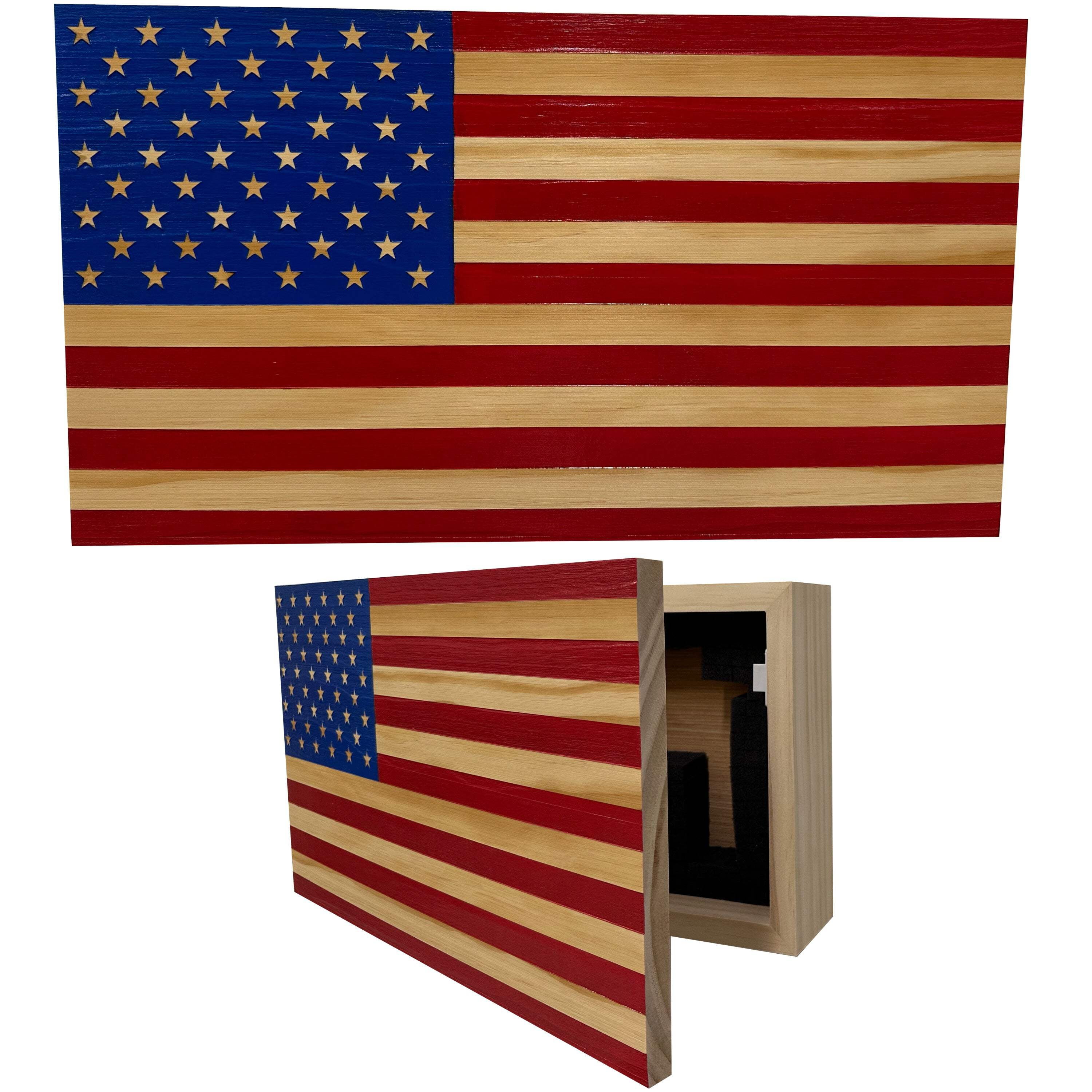 Bellewood Designs Secure Wall-Mounted American Flag Gun Cabinet for ...