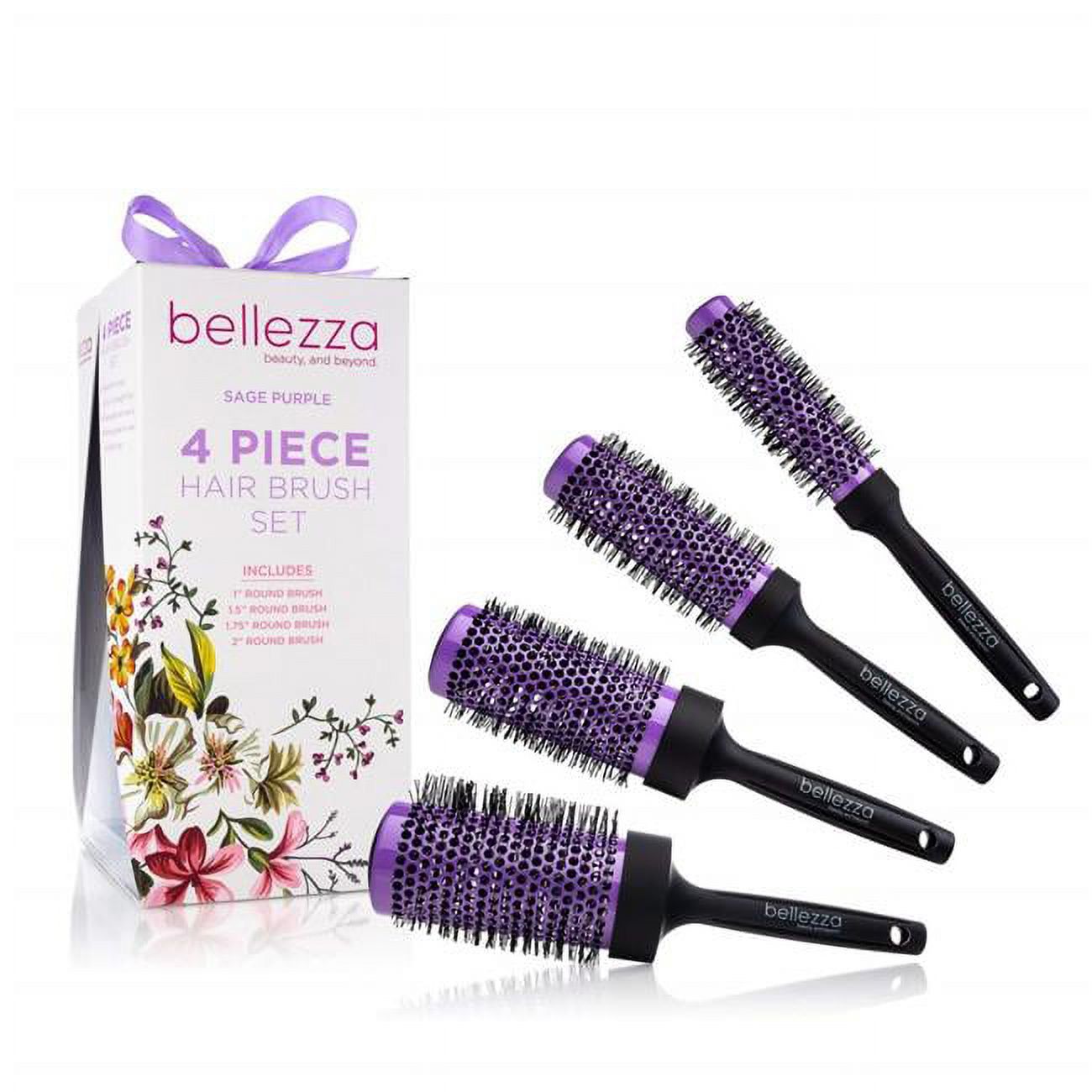 Bellezza Blush Pink Hair Brush Set Ceramic Round Brush Bundle with ...
