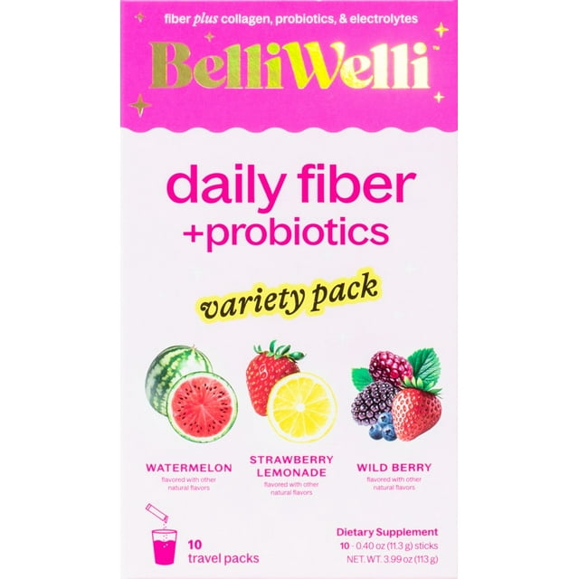 BelliWelli Daily Fiber Supplement with Probiotics, Electrolytes, and ...