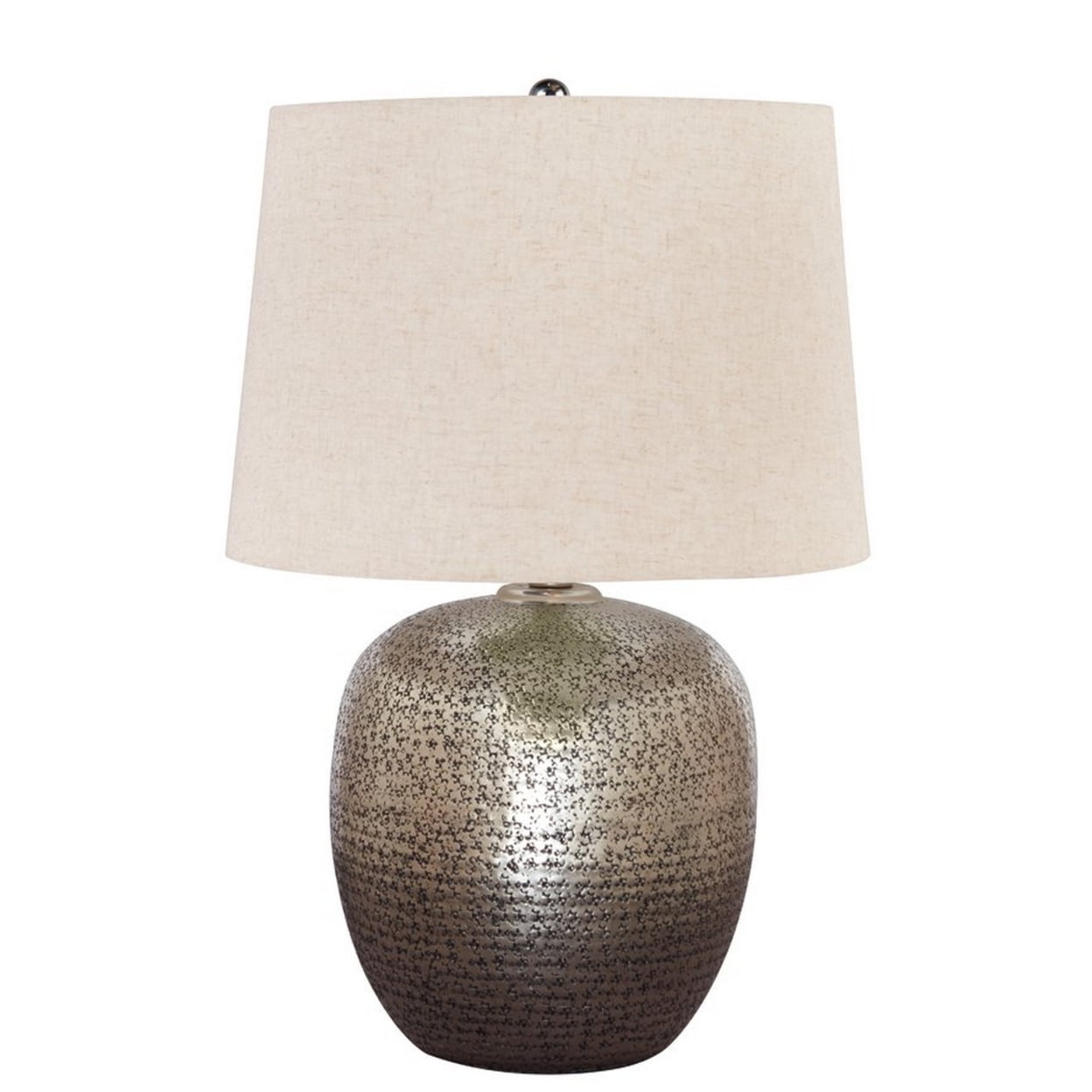 Bellied metal Body Table Lamp with Splotched Details Brass and Cream ...