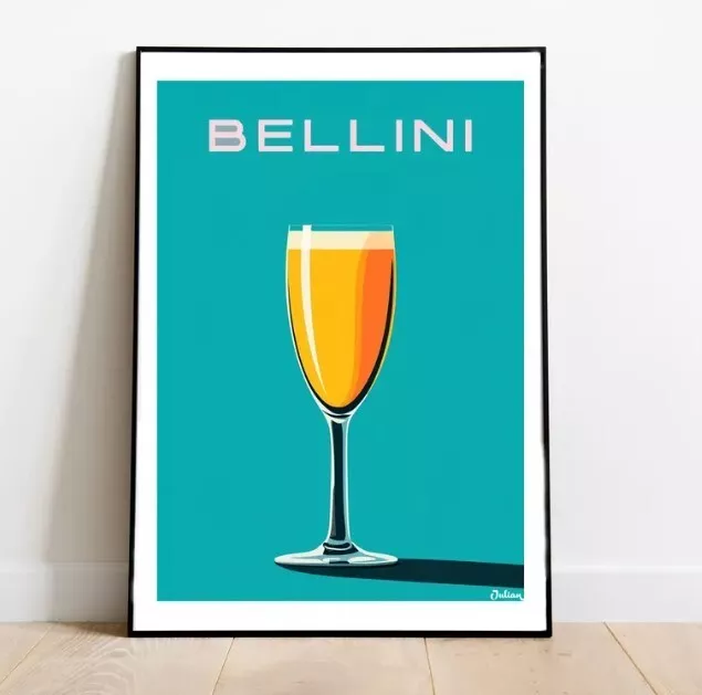 The Bellini Cocktail Poster - Matte Vertical Posters, Cocktail Art ...