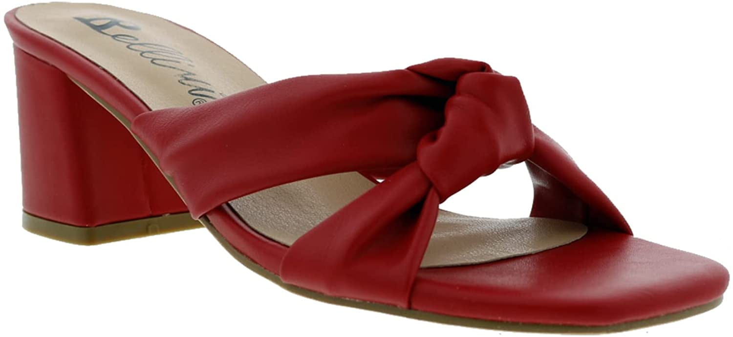 Bellini Fuss Womens Chunky Heel Mule Sandal 9.5 Wide Red Smooth ...