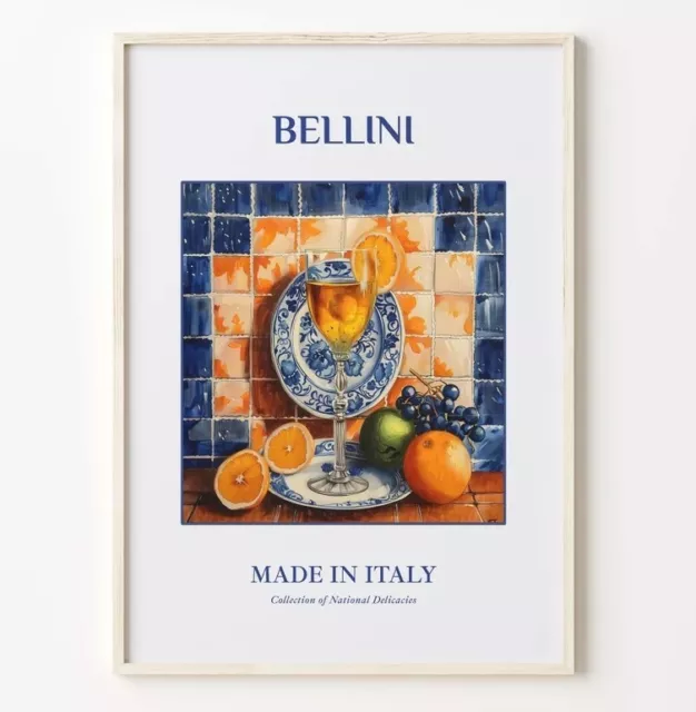 Bellini Maiolica Tile Print, Italian Beverage Poster, Kitchen Wall Art ...