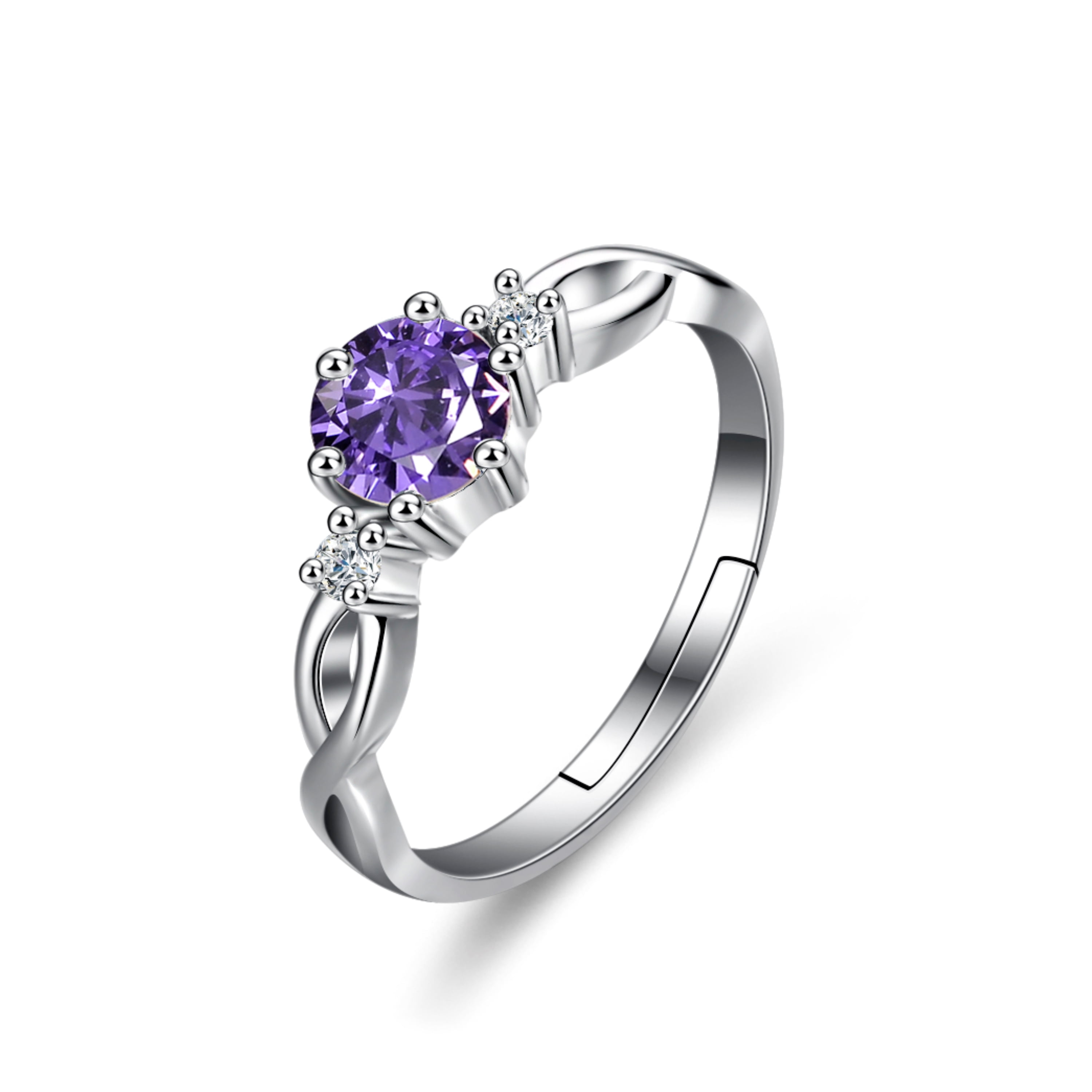 Bellitia Jewelry 925 Sterling Silver Adjustable Side-Stone Engagement ...