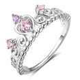 Bellitia Jewelry 925 Sterling Silver Heart Shaped Princess Crown Ring ...
