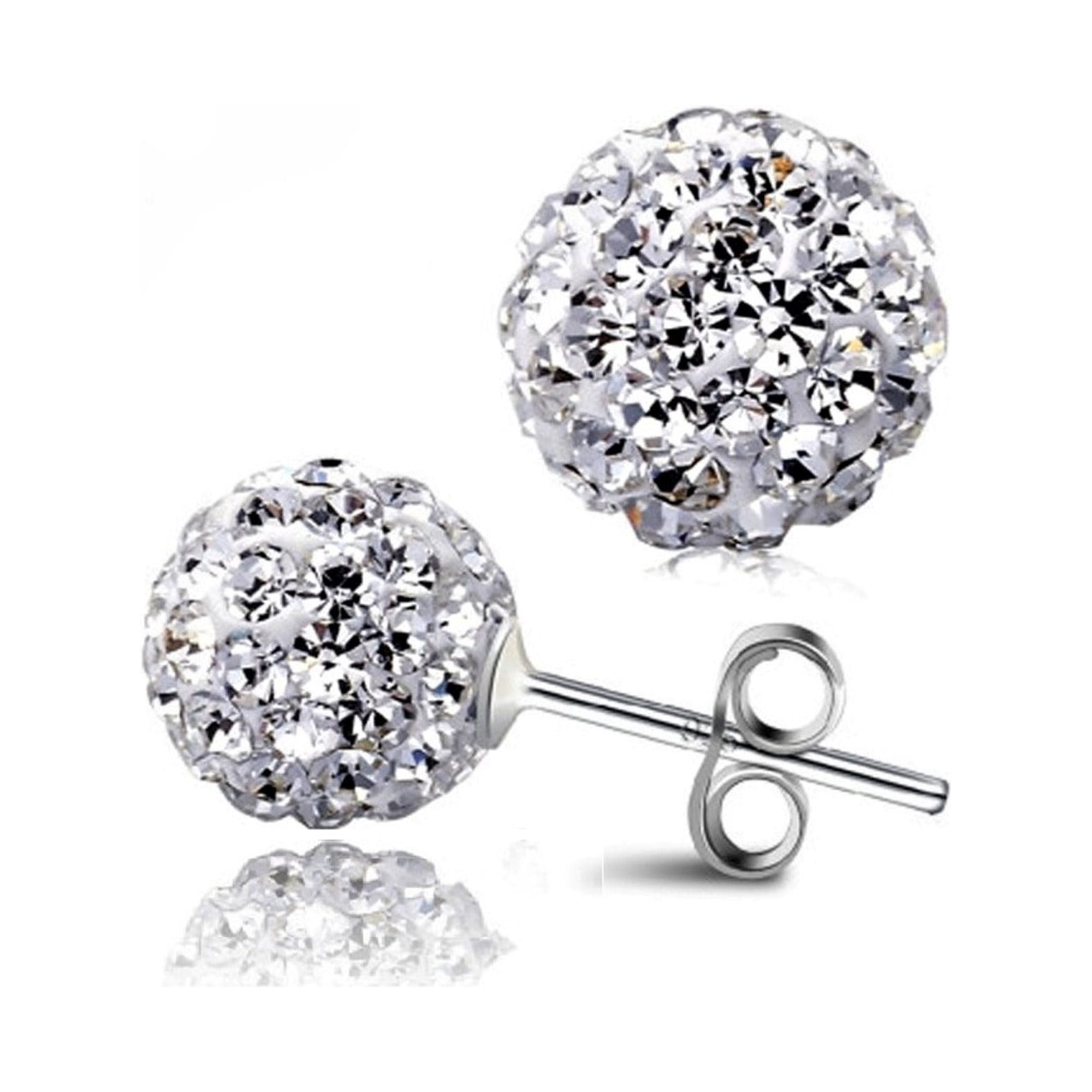 Bellitia Jewelry 925 Sterling Silver Pave Crystal CZ Diamond Stud ...