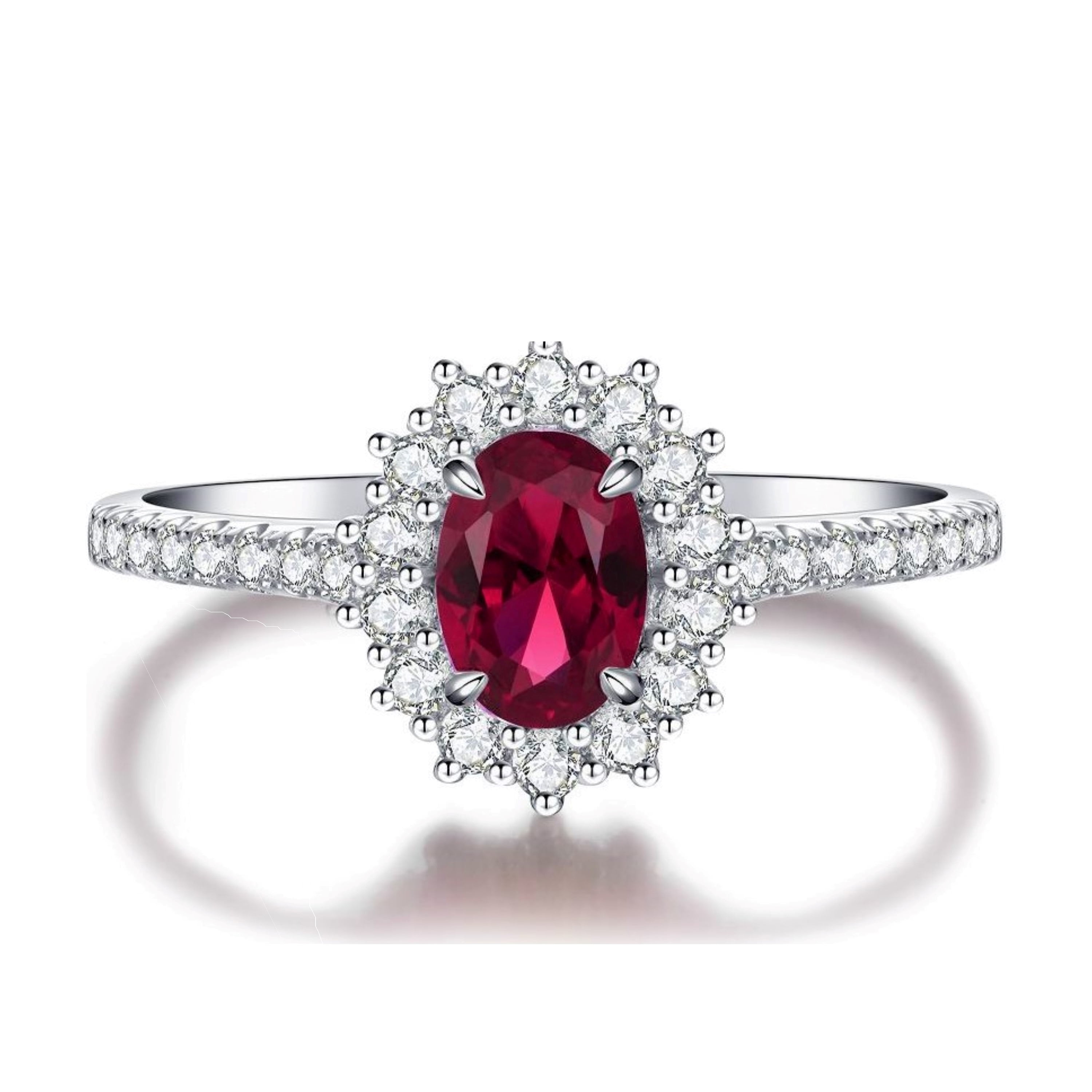 Bellitia Jewelry Women's 925 Sterling Silver Ruby Ring, Fashion Ring ...